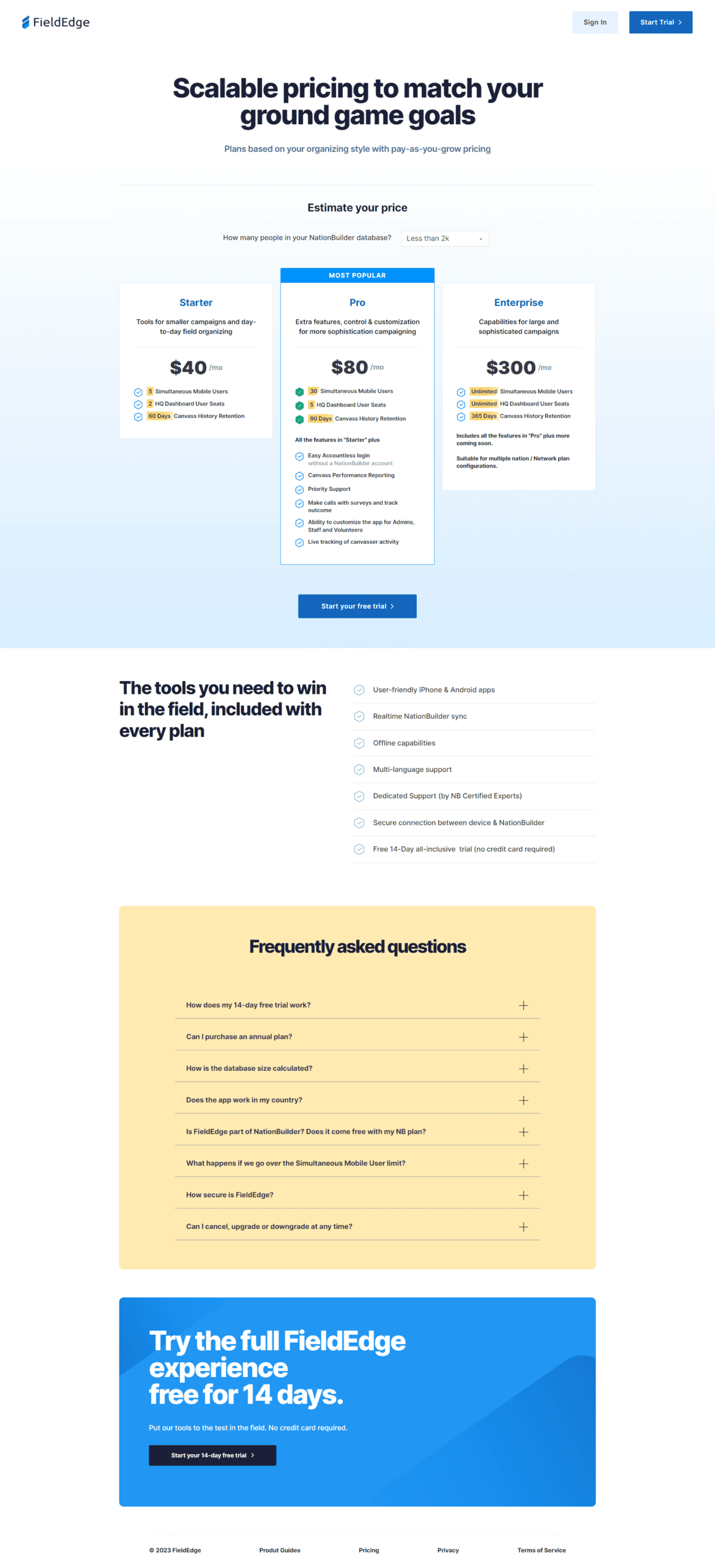 FieldEdge Pricing - Built With Bricks